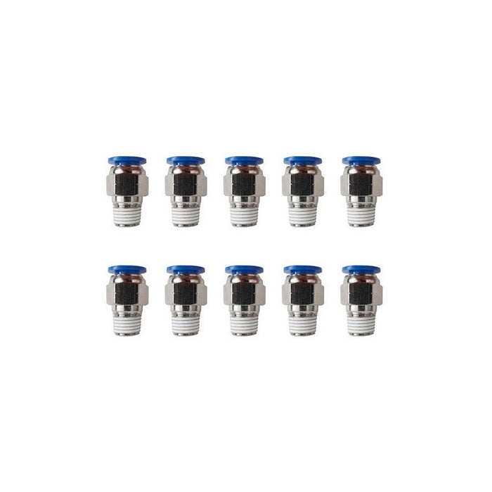 10 Pz De Conector/racor Rápido Neumático Recto 1/4npt X 10mm