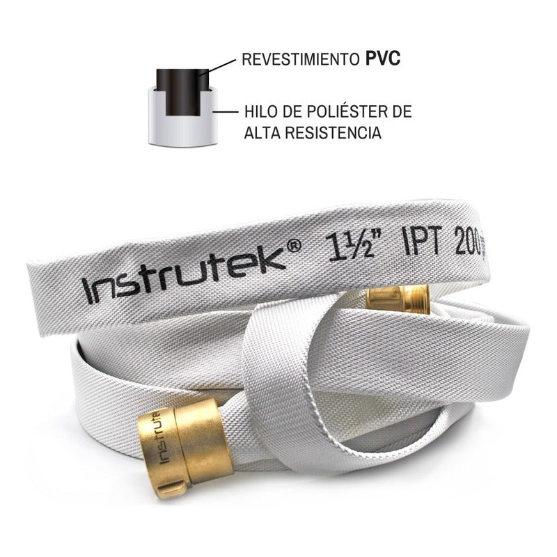 Manguera De Bombero 30 Mts, Conexiones Ipt 1.5 PLG, 200 Psi